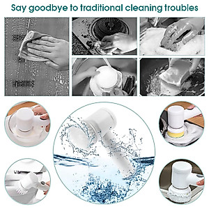 Household Electric Spin Scrubber Cordless Electric Cleaning Brush, Power Spinning Scrub Brush,Handheld Shower Cleaner Brush with 5 Replaceable Brush Heads for Kitchen/Bathroom/Wall