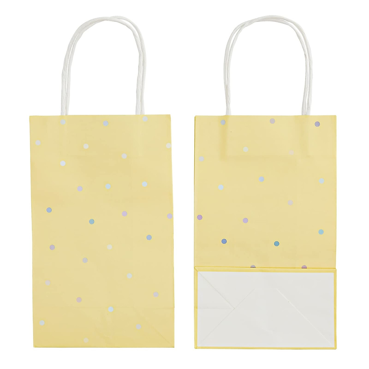 BLUE PANDA 36 Pack Small Polka Dot Rainbow Gift Bags with Handles and White Tissue Paper for Birthdays, 6 Pastel Colors (9 x 6 x 3 In)