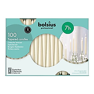 BOLSIUS Ivory Taper Candles 100 Count Bulk Pack - 10 Inch Dinner Candle Set - 7+ Burn Hours - Premium European Quality - Smooth Flame - 100% Cotton Wick - Smokeless & Dripless Household Candlesticks