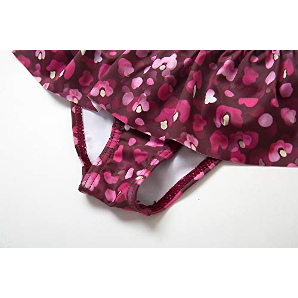 BONVERANO Little(Big) Girls Rashguards UPF 50+ Sun Protection Two Pieces Swimsuit with (Pink-Mao, 3-6M)