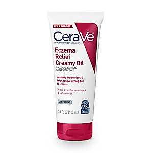 CeraVe Eczema Relief Creamy Body Oil | Anti Itch Cream for Eczema | Moisturizer for Dry Skin with Colloidal Oatmeal, Ceramides and Safflower Oil | 3.4 Ounce