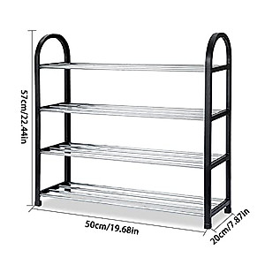 PCSMH 4-Tier Shoe Rack,Resin and Metal FootweaOrganizer,Rugged,Space-Saving,Easy to Assemble,Multi-Purpose Shoe Rack,Hold 12-Pair Shoes