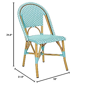 Safavieh Home Collection Hooper Indoor-Outdoor Stacking Side Chairs | Teal & White | Set of 2