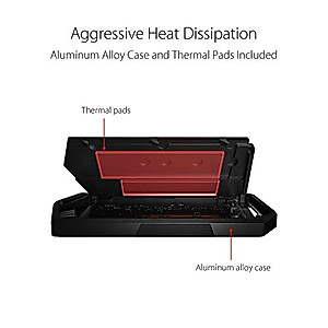 ASUS ROG STRIX Arion Aluminum Alloy M.2 NVMe SSD External Portable Enclosure Case Adapter, USB 3.2 Gen 2 Type-C (10 Gbps), USB-C to C and USB-C to A Cables, Fits PCIe 2280/2260/2242/2230 M Key/B+M Key