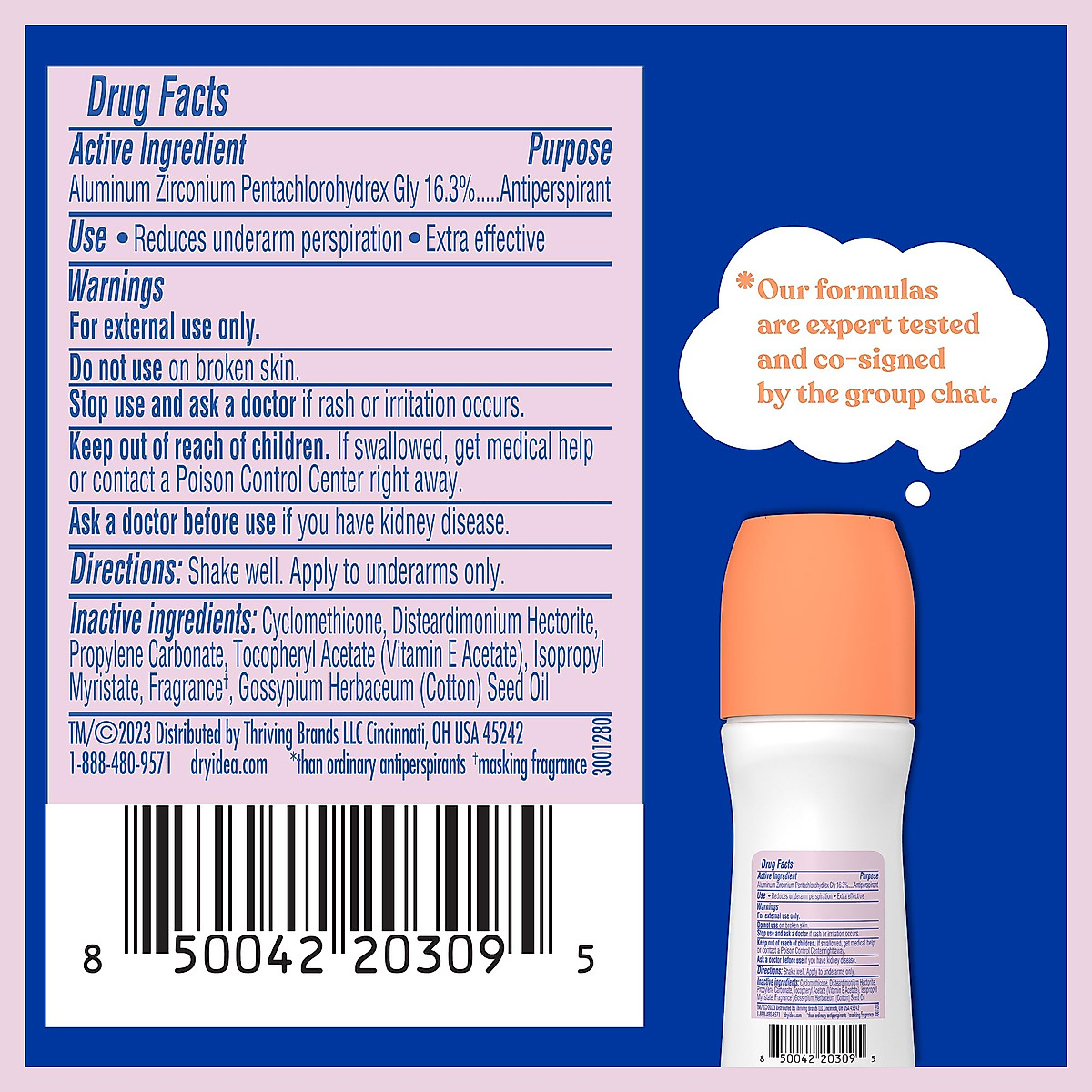 Dry Idea Advanced Dry Anti-Perspirant Deodorant Roll-On Unscented 4 Total Pack