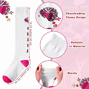 Xtinmee 6 Pair Cheerleader Athletic Socks Cheer Womens Sport Socks Outdoor Tube Casual Knee High Socks Stockings for Girls (Rose Red)