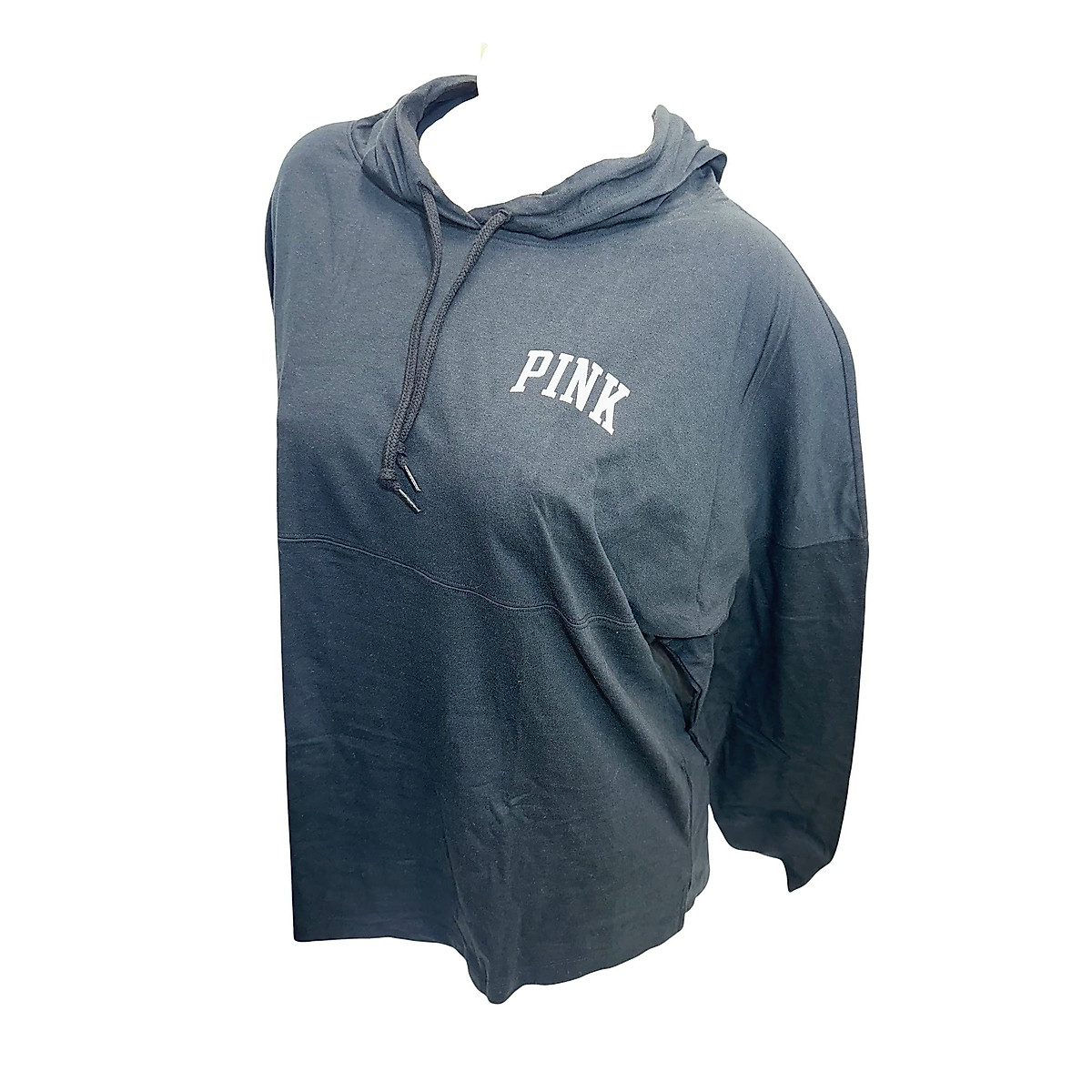 Victoria's Secret Pink Cotton Oversize Pullover Glitter Hoodie Tee/Shirt Color Black Shine Size Medium New