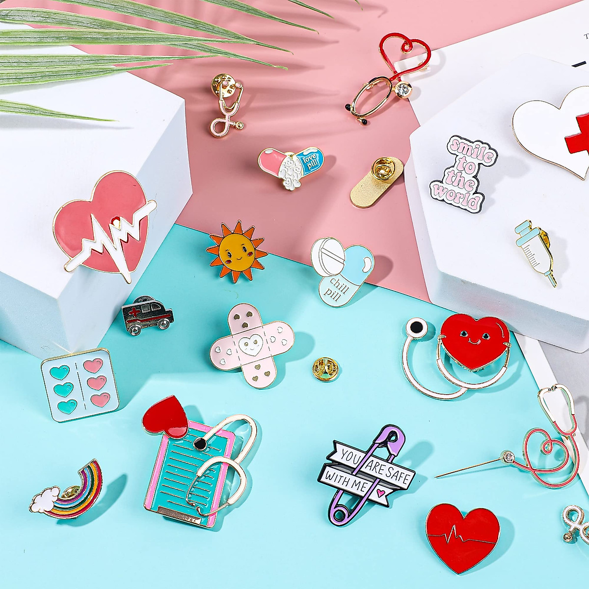 20 Pieces Nurse Enamel Pins Cute Brooch Pins Inspirational Cartoon Lapel Pins Badges Doctor Enamel Pin with Storage Bag for Nurses' Day Christmas Gifts Hat Jacket Bag Decor