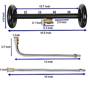 Tool Daily Dual-Function Undercarriage Cleaner,Surface Cleaner for Pressure Washer, 16 Inch, Underbody Car Wash Water Broom with 3 Pieces Extension Wand, 4000 PSI