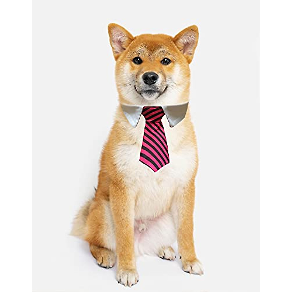 VEDEM Dog Necktie with Tuxedo Collar, Pet Adjustable Costumes Striped Neck Tie for Small Medium Large Dogs (X-Small, Red Black)