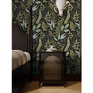 Ismoon Peel and Stick Wallpaper, Leaf Wallpaper Peel and Stick Tropical Botanical Contact Paper Fern Moss Wallpaper Vintage Removable Wallpaper Vinyl Self-Adhesive Sticky Wallpaper Bathroom 16.1x118in