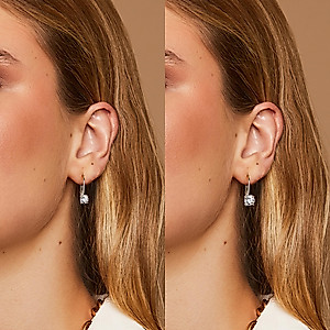 Blahanna Moissanite Earrings,1.0ct-2.0ct D Color Brilliant Round Cut Lab Created Diamond Earrings 18K White Gold Sterling Silver Dangle Earrings Moissanite Leverback Drop Earrings