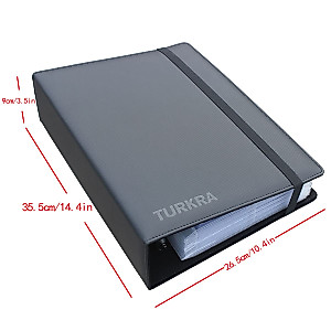 TURKRA Toploaders Binder with 25 Pages, 3-Ring Top Loaders Holder Album Holds 150 3" x 4" Standard Toploaders Hard Holders(Black)