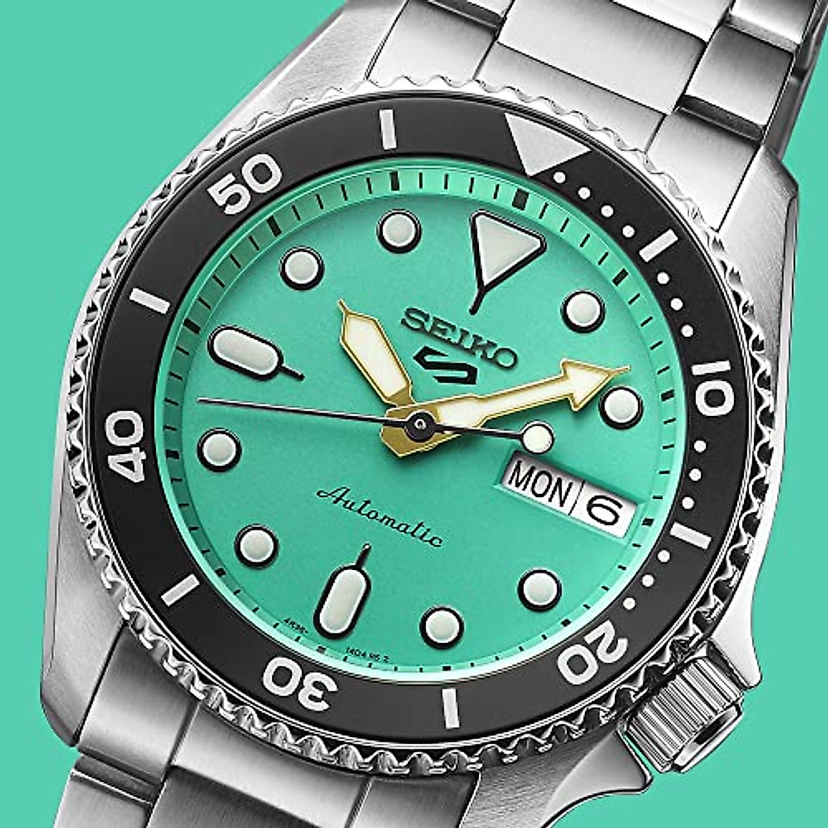 Seiko 5 Sports Gents SKX Midi Automatic Watch SRPK33K1, Teal/Grey