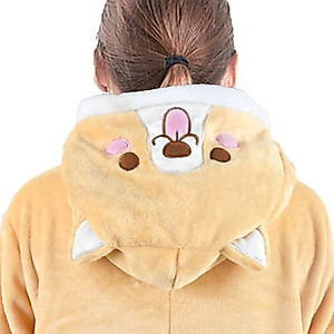 U-ParBoo Corgi Onesie Adult, Corgi Costumes Unisex Adult Onesie Pajamas Animal One Piece Halloween Costume Flannel Sleepwear Corgi L