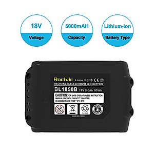 Rocivic Replace for Makita 18V Lithium-Ion 6.0Ah Battery 2 Packs, Compatible with Makita BL1820B BL1830B BL1840B BL1850B BL1860B Cordless Power Tools, with LED Indicator