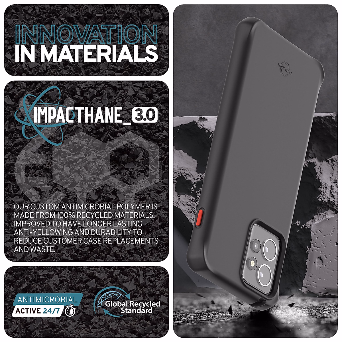 ITSKINS Spectrum Solid Protective Phone Case Compatible with Motorola ThinkPhone, Slim Hybrid Case, Anti-Slip, Heavy Duty Shockproof Cover, Military Phone Case | Black