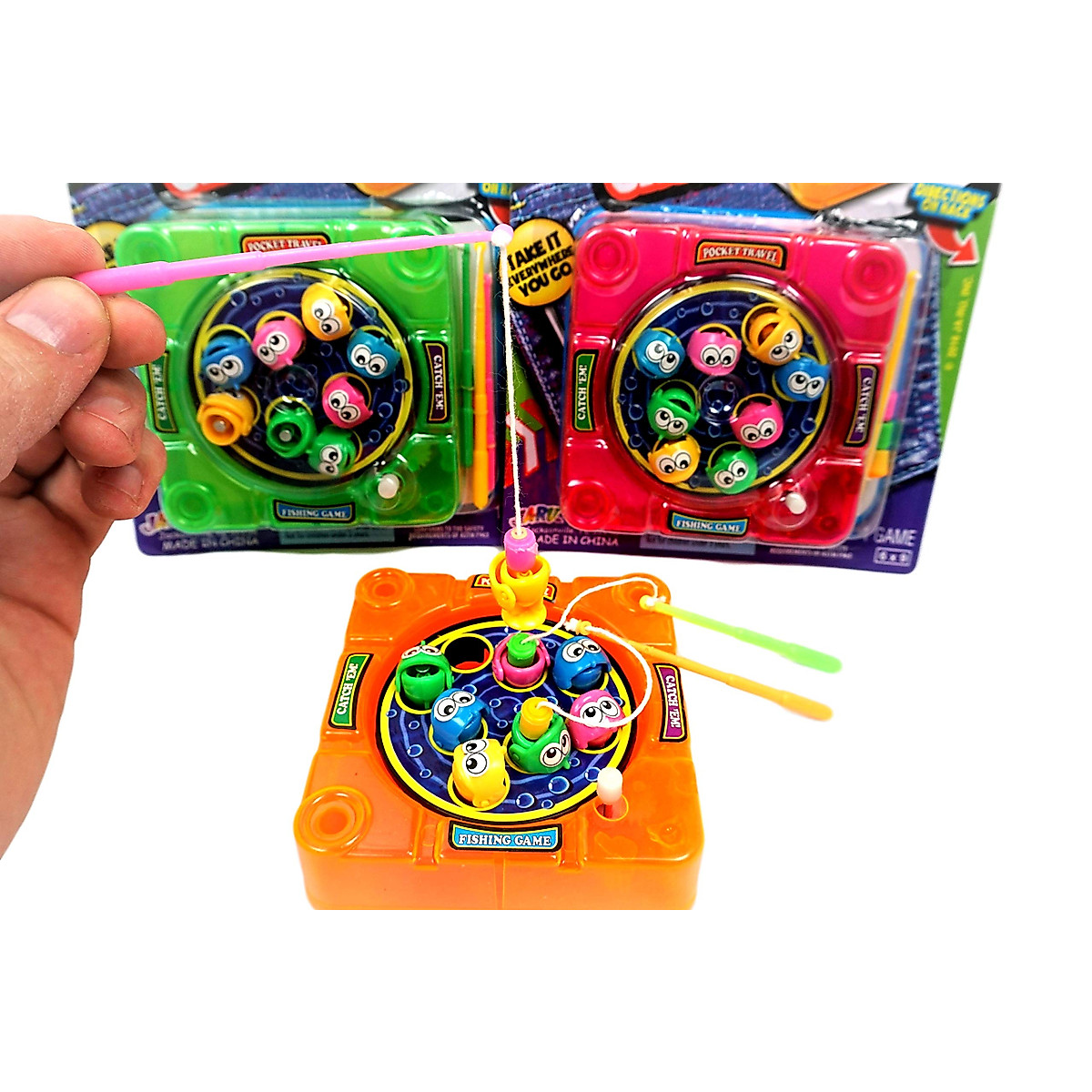 JA-RU Pocket Travel Magnetic Fishing Game (6 Toys) Classic Rotating Mini Family Board Games for Kids. Preschool Educational Games. Travel Car Games. Bulk Party Favors Birthday Gifts. 3205-6p