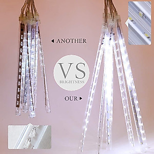 Meteor Shower Lights LED String Lights, Waterproof Falling Rain Lights 11.8 inch 8 Tubes Double-Sided SMD Lamp Beads Curtain Lights Garden Square Hanging Decorative Lamps for Bar Halloween Christmas