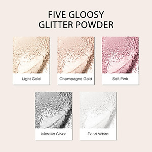 KYDA Highlighter Powder Spray, Glitter High Gloss Spray Shimmer Sparkle Powder Makeup Spray, for Face Body Cosmetic-Light Gold