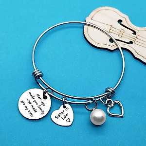 Xiahuyu for Sister in Law Bracelet Sister in Law Gift Marriage Made You Family Love Made You My Sister Bangle Bracelet Christmas Birthday Gifts Wedding Gifts for Sister in Law
