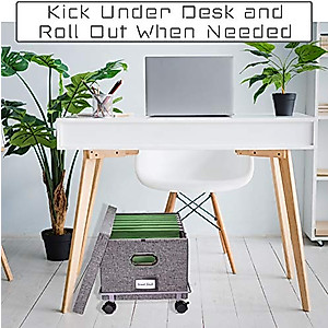 Premium Collapsible File Storage Organizer With Dolly Wheels | Office Hanging File Box | Smooth Sliding Rail | Fits Letter/Legal | Charcoal | 1 Pack