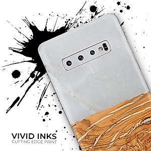 DesignSkinz Marble & Wood Mix V1 Protective Vinyl Decal Wrap Skin Cover Compatible with The Samsung Galaxy S20 (Screen Trim & Back Glass Skin)