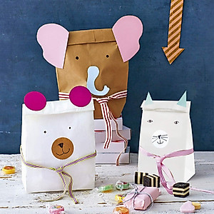 Kslong 100PCS Mini White Paper Bags, Small Paper Treat Bags l LB, Kraft Paper Sandwich Cookies Bags Bulk for Candy, Snack, Popcorn, Lunch, Party Favor, Thank You Gift Packaging 3.5x2.2x6.7 Inch