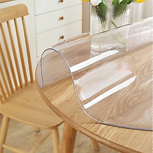 LovePads 2mm Thick Clear Round Table Cover Protector 48 Inch Clear Round Table Protector for Dining Room Table, Round Plastic Table Cover, Plastic Cover for Round Table, PVC Round Table Pads