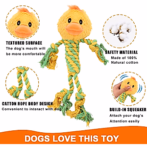 Rope Dog Toys for Aggressive Chewers, Tug of War Dog Toys for Boredom, Interactive Dog Toys to Keep Them Busy, Plush Squeaky Dog Toys for Small Medium Large Dogs