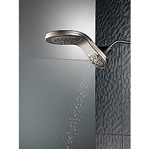 DELTA FAUCET 58581-SS25-PK HydroRain H2Okinetic 5-Setting Two-in-One Shower Head Combo, 2.5 GPM Water Flow, Stainless