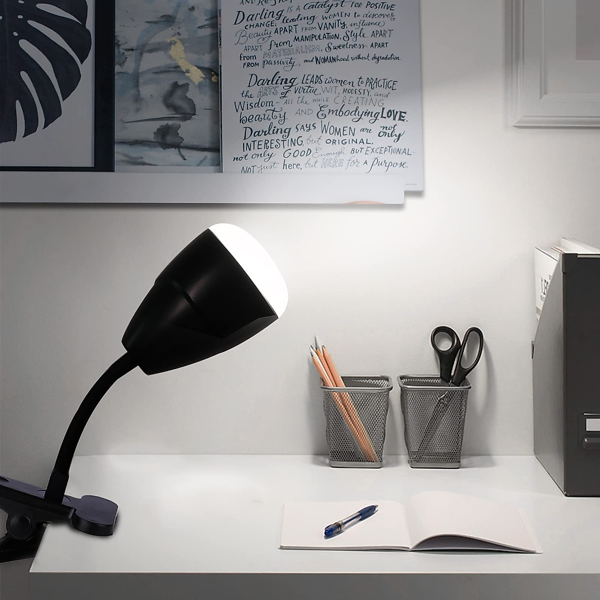 Afirst Clip on Light, LED Clamp Lamp for Desk 4400mAh, Rechargeable Flexible Dimmable Lighting Reading Study Table Lamp, 11 Inches