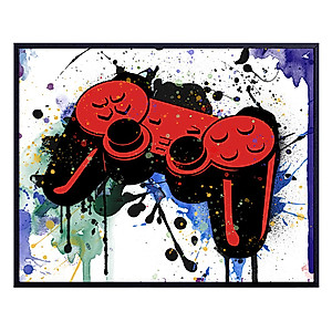 Game Room Decor - Remote Control Wall Art - Gaming Gifts for PC Gamer, Xbox, PS4, Playstation, Video Game, Arcade, Men, Teens, Kids - Man Cave, Dorm, Bar, Boys Bedroom - Urban Graffiti Posters