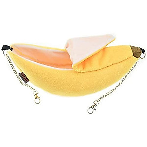 WNZQK Banana Bed for Hamster Small Animals House Pet Hammock Dutch Pig Hedgehog Rat Guinea Habitat Chinchilla Sugar Glider Hamster Accessories Toys Outfits(Small 8 Inch)