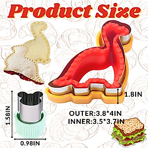 Crethinkaty Sandwich Cutters and Sealers for Children - 5 Pieces - Dinosaur Sandwich Sealers and Mouse Star Airplane Stainless Steel Vegetable Cutters for Kids Boys & Girls