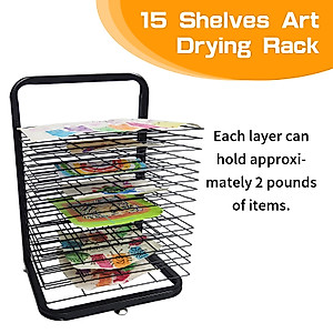 Art Drying Rack - Multi-Functional Art Storage Rack, 15 Removable Shelves for Classroom and Art Studio Use, Ideal for Paint Drying