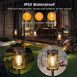 Adecorty Solar Pathway Lights Outdoor 4 Pack Solar Lights Outdoor Waterproof Super Bright Filament LED Mesh Metal Outside Path Lawn Patio Walkway Yard Garden Decor, Gifts for Mother's Day