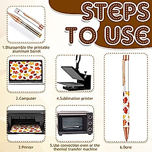 5 Pcs Sublimation Pens Stylus Pen Blank Heat Transfer Pen Sublimation Ballpoint Pen with 10 Pcs Shrink Wrap for Christmas DIY Office School Stationery Supplies (Rose Gold, Empty Tube)