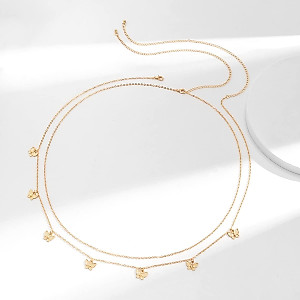 Missgrace Boho Layered Sexy Waist Chain Minimalist Beach Bikini Butterfly Body Chain Gold Belly Chain Adjustable Tassel Charms Trendy Jewelry Accessories for Women (Gold)
