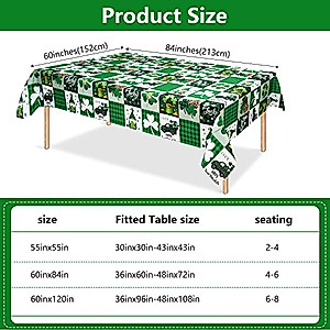 NatuBeau St. Patrick’s Day Tablecloth Rectangle 60x84 Inch, Gnomes Buffalo Plaid Shamrock Table Cloth for St Patricks Day, Lucky Green Shamrock Table Cover for Dinning Room Kitchen Party Decor