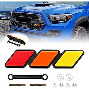 Tri-Color Front Grille Badge Emblem for Tacoma 4 Runner Tundra Sequoia Rav4 Highlander（Yellow/Orange/Red