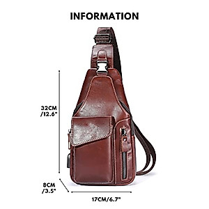 Sling Bag Small Purse Leather for Women Men Crossbody Bag Chest Bags Shoulder Backpack Cross Body Water Resistant