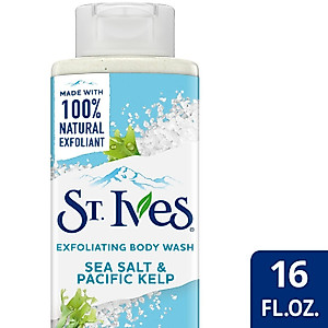 St. Ives Exfoliating Body Wash - Sea Salt & Pacific Kelp Scrub, Natural Body Wash, Body Soap, or Hand Soap with Plant-Based Exfoliants for Glowing Skin, 16 Oz Ea (Pack of 2)