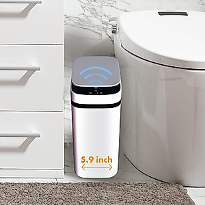 Loasil-H Automatic Trash Can - Smart Trash Can for Bathroom Anti-Bag Slip Lid Motion Sensor Trash Can 3 Gallon Trash Can for Bedroom, Office, Kitchen (White)