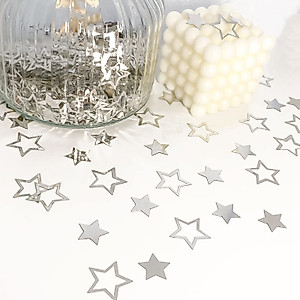 1100Pcs Merry Christmas Sliver Star Confetti, Birthday Baby Shower Wedding Christmas Party Decorations,Metallic Foil Glitter Table Confetti Sprinkles