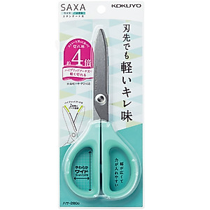Kokuyo Saxa Scissors, Green, Standard Blade, Symmetrical Handle for Both Right-hand and Left-hand, Japan Import (HASA-280G)