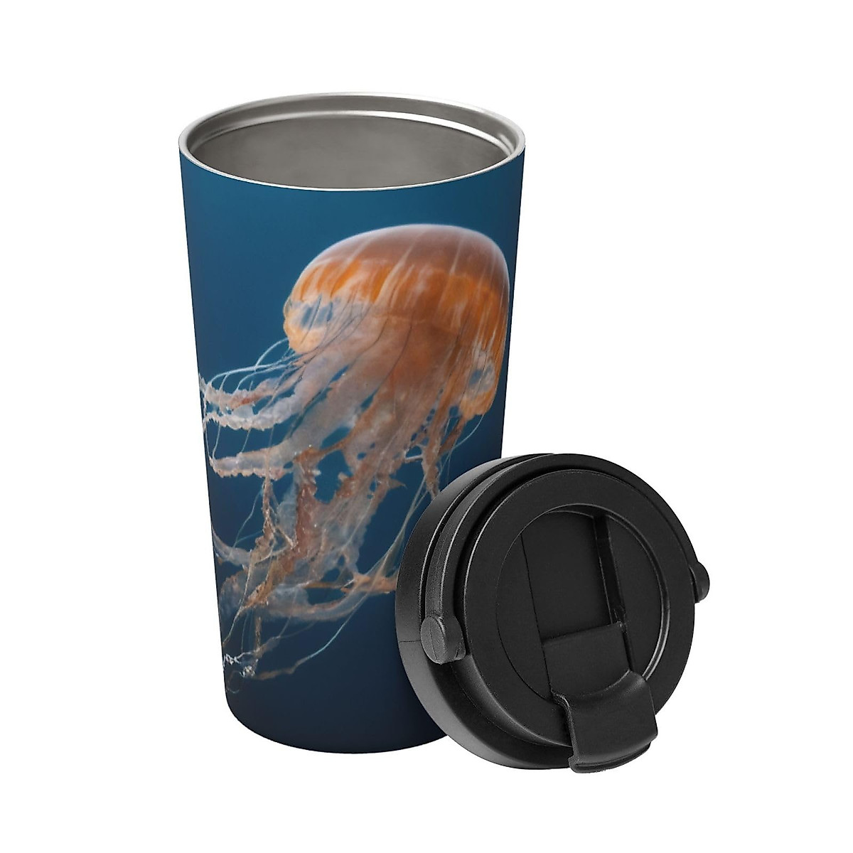 Insulated Coffee Mug Cute Jellyfish 17oz Double Wall Vacuum Stainless Steel Tumbler With Leak-Proof Lid And Handle, Cute Travel Thermos Mug For Cold Hot Drinks