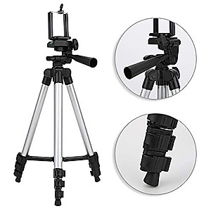 Selfie Tripod Stand, Aluminium Alloy Selfie Stick Portable 1/4 Inch Screw Multifunction Phone Stand Live Steming Tripod for Recording Travel Selfie Stick