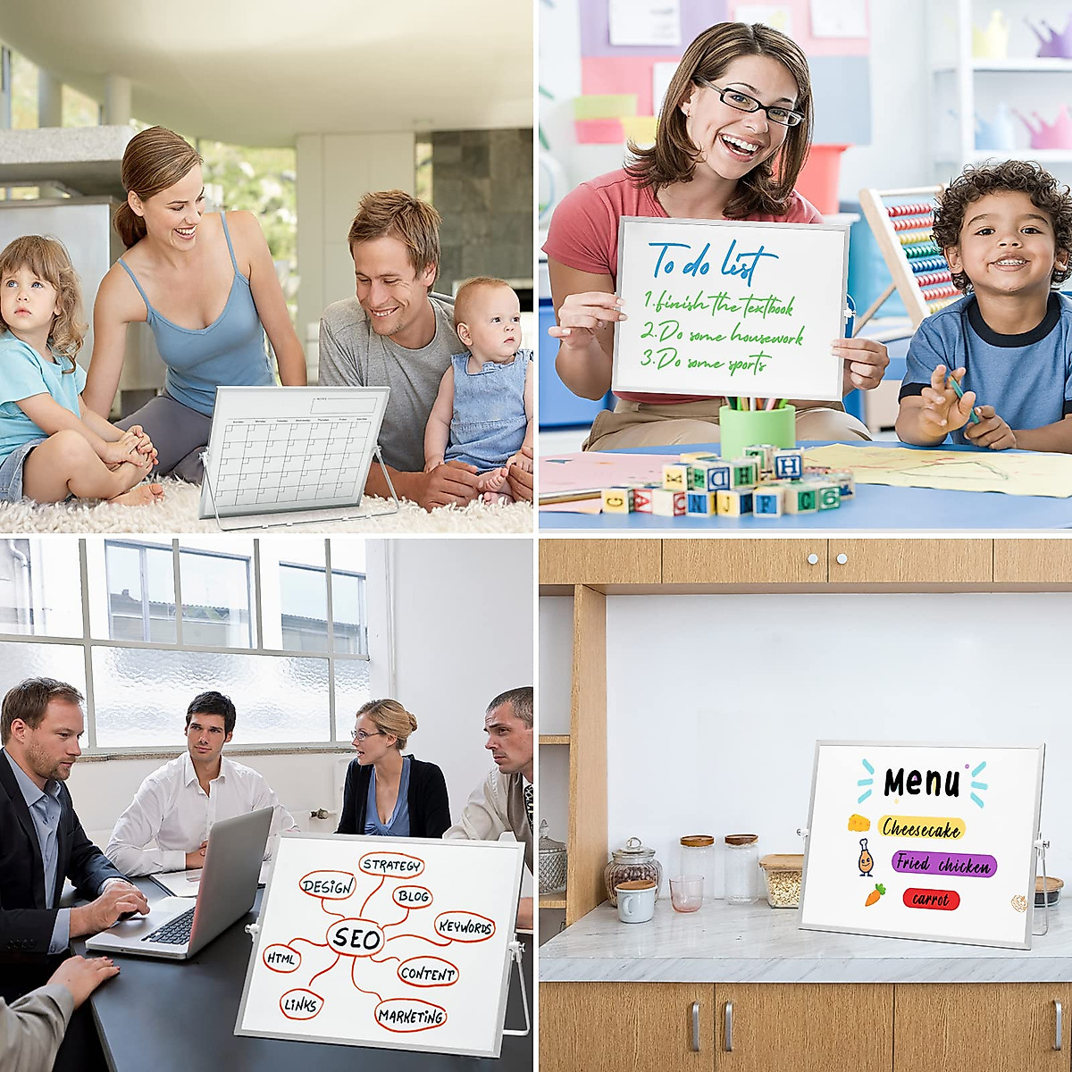 Dry Erase White Board,16”X12” Large Magnetic Calendar Whiteboard with Stand, 9 Markers, 4 Magnets,1 Eraser, Double-Sided Portable Whiteboard Easel for Office, Students Memo to Do List