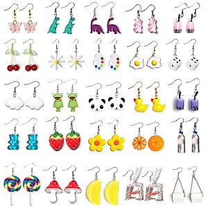 25 Pairs Aesthetic Earrings Cute Funny Weird Indie Crazy Earrings Weirdcore Accessories Earrings Summer Earrings Set for Women Multipack